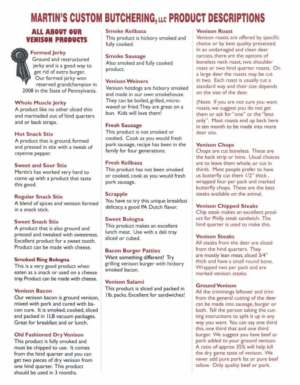 Martin's Custom Butchering - Just Plain Business