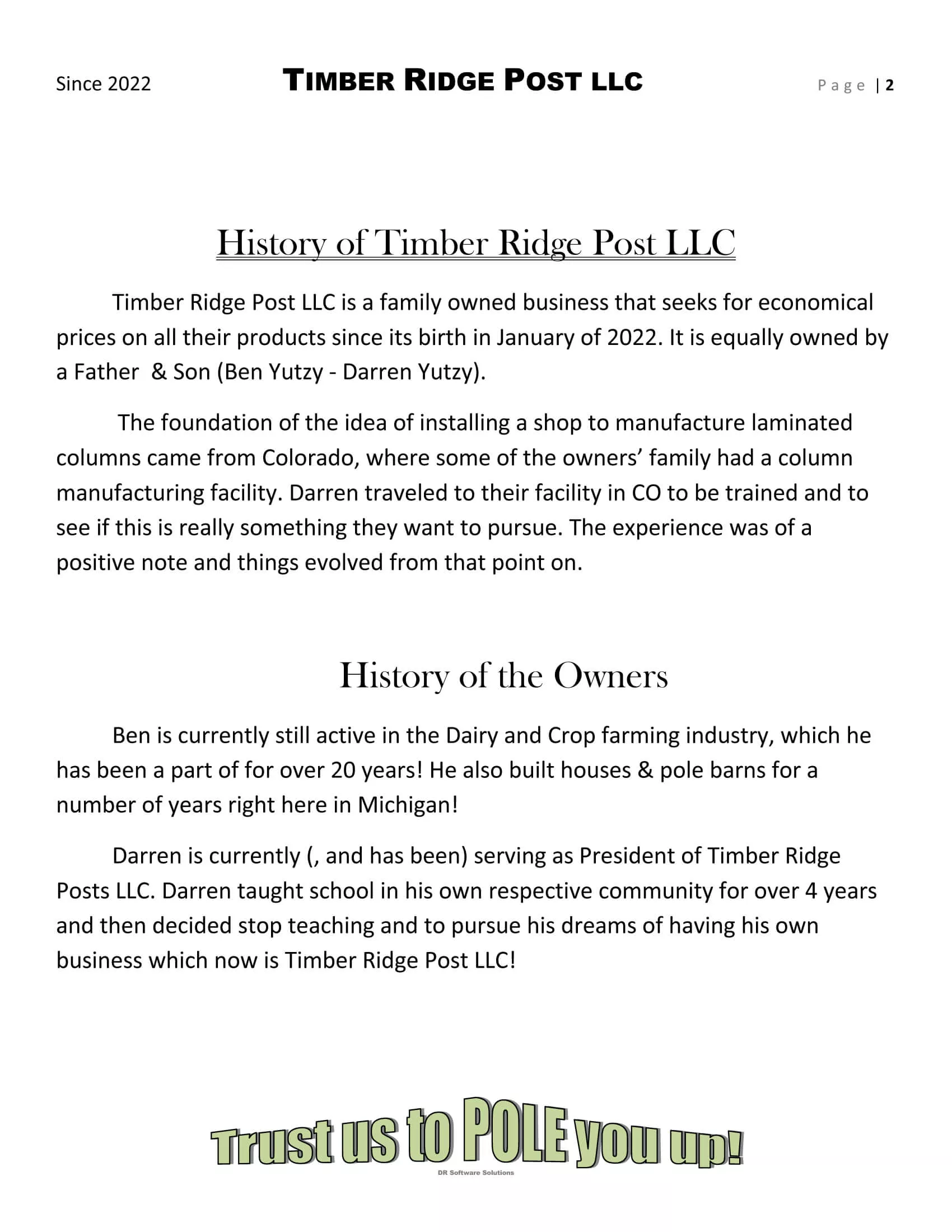 Timber Ridge Post - Just Plain Business